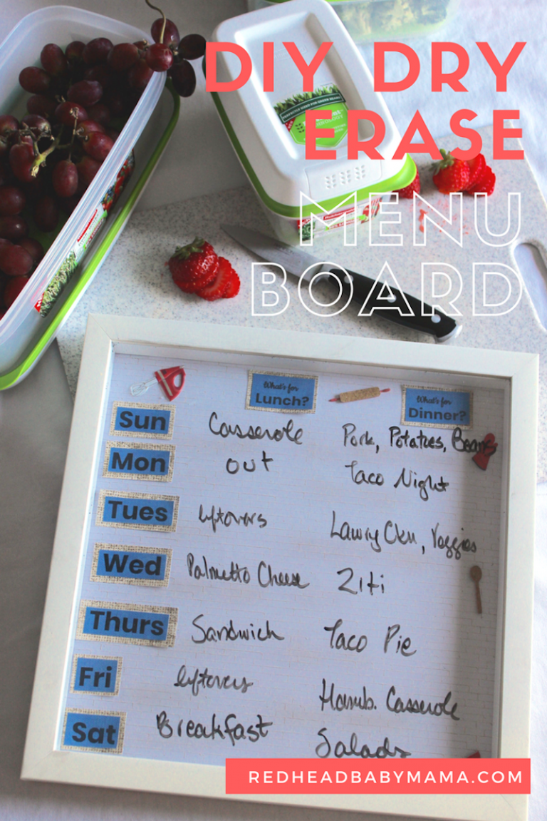 DIY Dry Erase Menu Board - Redhead Baby Mama | Atlanta Blogger